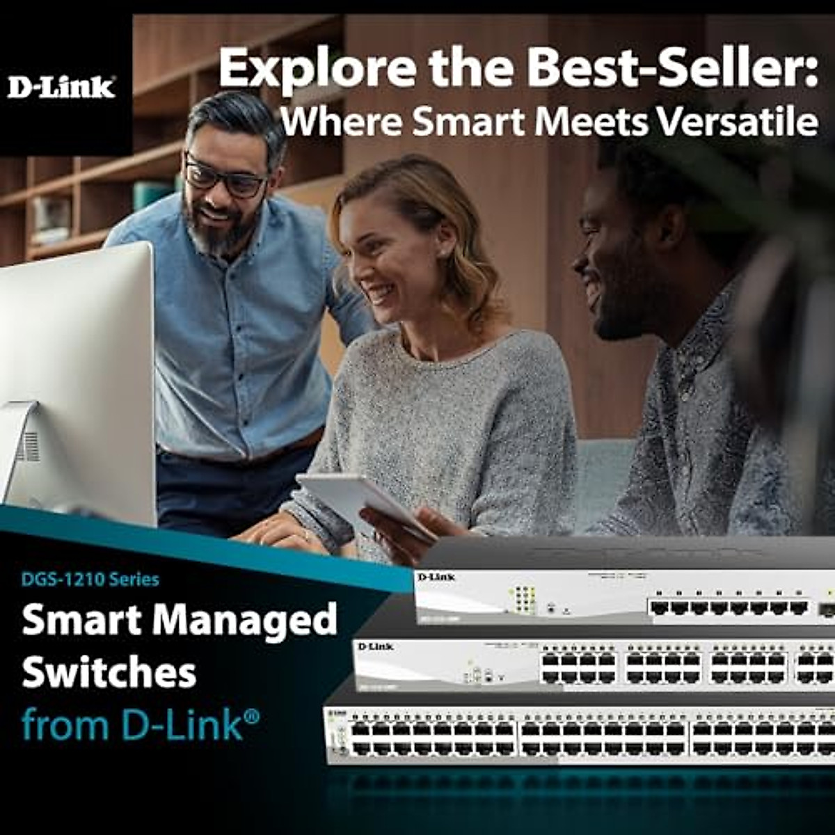 D-Link 28-Port Gigabit Smart Managed PoE+ Switch |24 PoE+ Ports (193W) + 4 SFP Combo Ports |L2+ | VLANs | Web Managed | Surveillance Mode | Rackmount | NDAA Compliant |Lifetime Warranty (DGS-1210-28P)