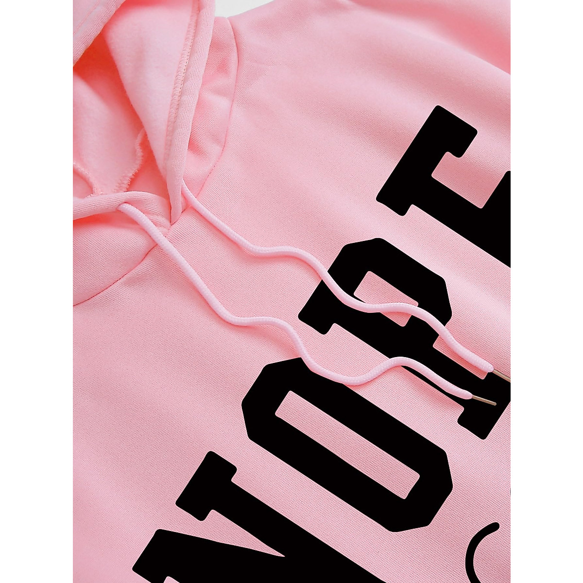 SHENHE Women's Slogan Letter Print Long Sleeve Hooded Sweatshirt Pullover Hoodie Tops Light Pink S