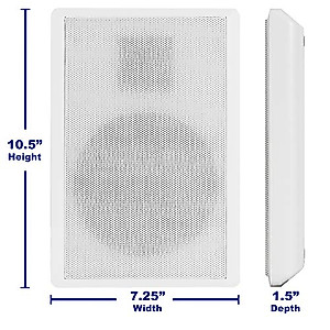 Acoustic Audio by Goldwood SLM1W Mountable On Wall Slim Speakers Home Theater Wired Pair Pack, White