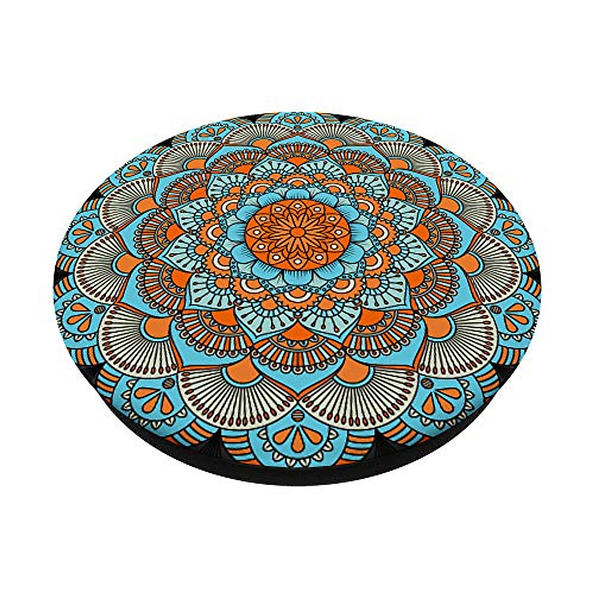 Boho Mandala Flower Pattern - Orange And Blue PopSockets Swappable PopGrip