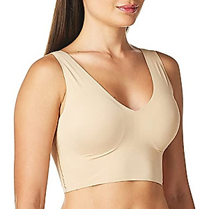 Calvin Klein Women's Plus Size Invisibles Comfort Seamless Lightly Lined V Neck Bralette Bra, Bare, 1X