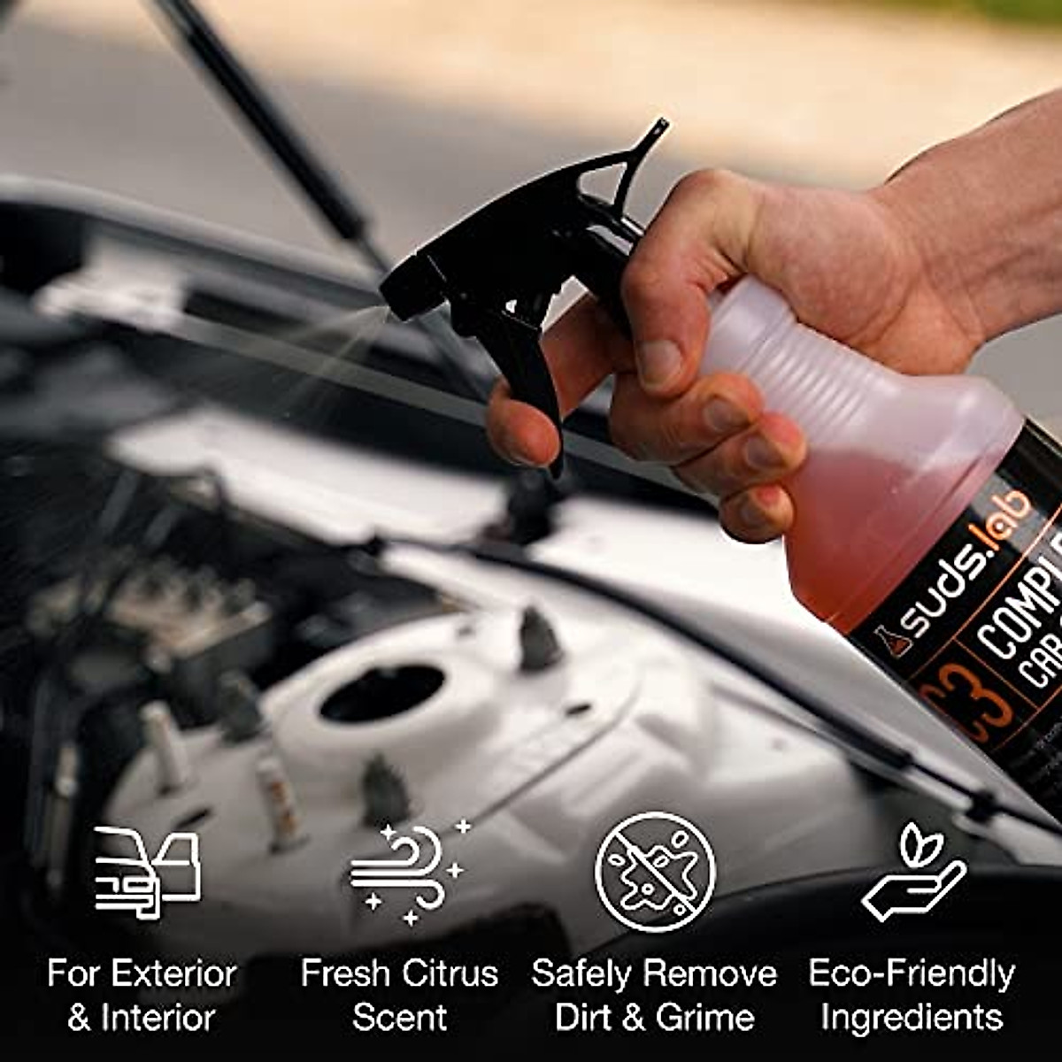 Suds Lab C3 Complete Car Cleaner, Multipurpose Car Wash Solution for Interior and Exterior Cleaning, Spray for Automotive Detailing, 32 oz