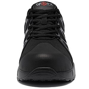 LARNMERN Steel Toe Shoes for Men Lightweight Safety Shoes Work Air Cushion Construction Zapatos Punta de Acero para Hombres (10, Dark Black)