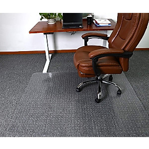 HOMEK Chair Mat for Carpeted Floors, 53” x 45” Transparent Office Chair Mat for Low Pile Carpet, Sturdy Floor Mat for Office Chairs