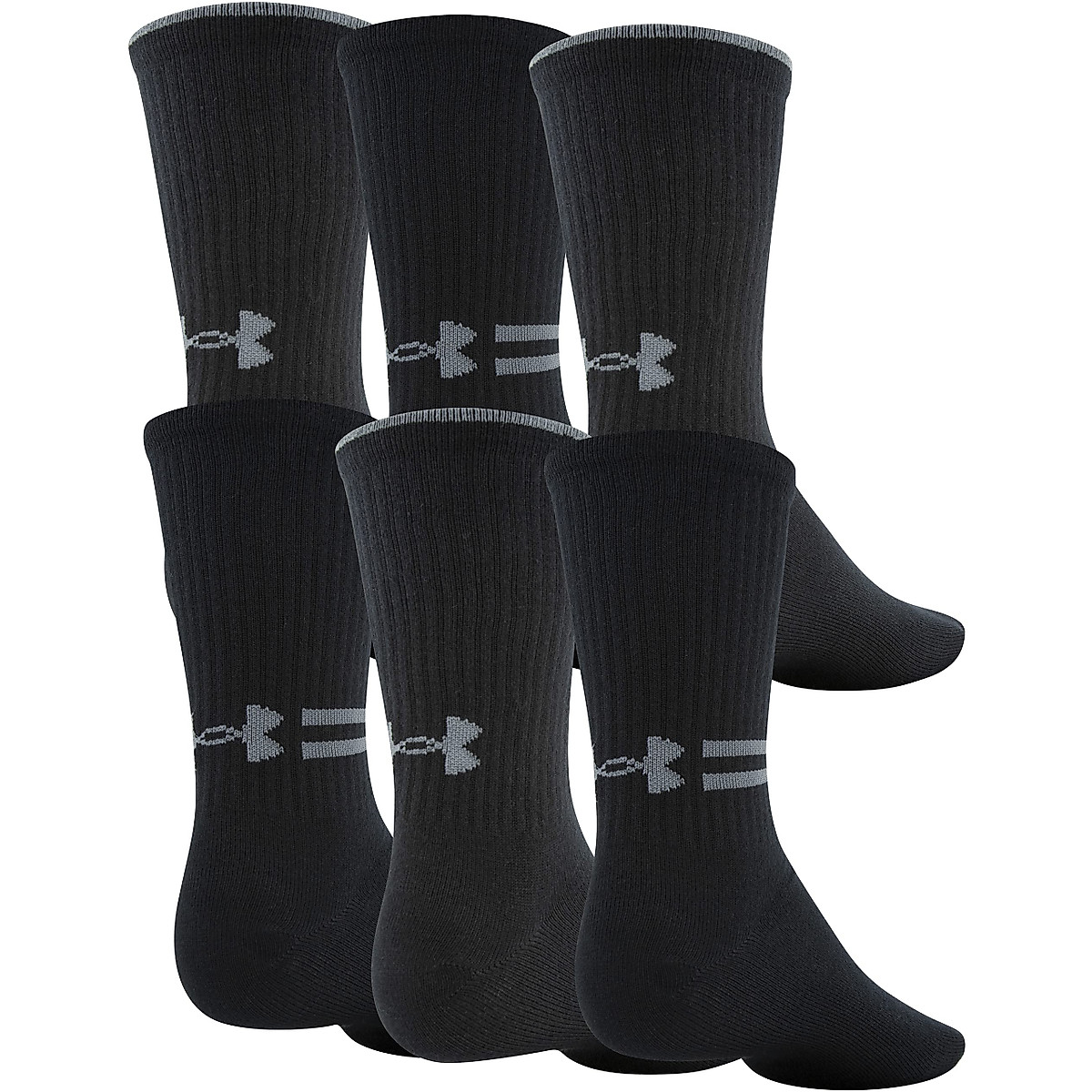 Under Armour Men's Essential Crew Socks, 6-Pairs, Black, Large