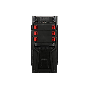 DIYPC Solo-T2-R Black USB 3.0 ATX Mid Tower Gaming Computer Case with 2 x Red Fans (1x 120mm LED Fan x Front, 1x 120mm Fan x Rear) Pre-Installed