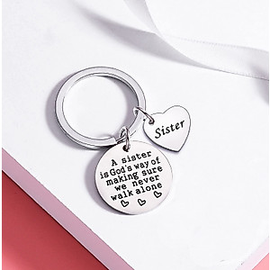 Nzztont Sister Keychain Sister Gift A Sister Is God's Way Of Making Sure We Never Walk Alone Keyring Sister Gifts Friend Keyring