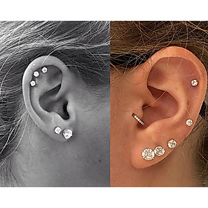 MODRSA Gold Cartilage Earrings for Women 16 Gauge Forward Helix Earrings Tragus Earrings Studs Surgical Steel Cartilage Hoop Earring 20 Gauge Helix Hoop Cartilage Jewelry Rose Gold