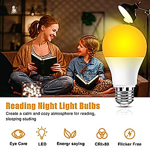 Neporal Amber Light Bulbs, 9W 60W Equivalent A19 Soft Light Bulbs, Blue Light Blocking Warm Light Bulbs, 1800K Amber Night Light Bulbs, Dim Light Bulbs for Healthy Sleep and Baby Nursery Light (3)