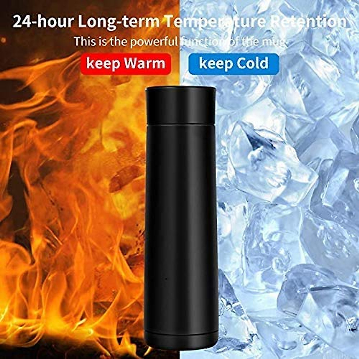 Medical Grade Stainless Steel Sports Water Bottle with LED Temperature Display,Double Wall Vacuum Insulated Water Bottle, Stay Hot for 24 Hrs,Cold for 24 Hrs,Thermo Travel Modern Mug