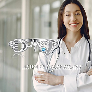 LONAGO Stethoscope Ring for Nurse Doctor Medical Student 925 Sterling Silver Nursing Stacking Ring Graduation Birthday Gift (6, cubic-zirconia)