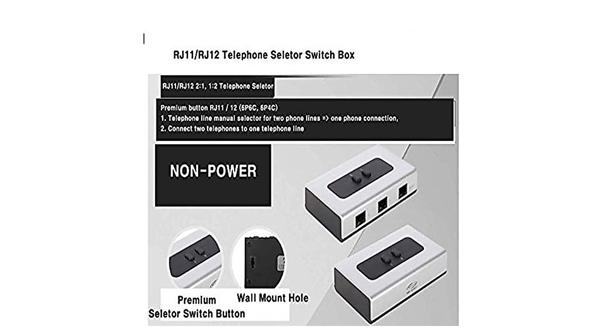 2 PORT RJ11 RJ12 Manual Telephone Switch Box