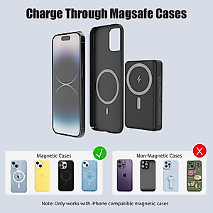 ADPROTECH Wireless Power Bank 5000mAh Magnetic Portable Charger MagSafe Battery with Wall Plug PD Fast Charging iPhone 15/14/13/12/Pro/Pro Max Black