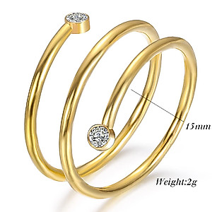 MYNENEY Stainless Steel Braided Wrap Wave Stacking Promise Statement Cocktail Party Ring (Gold, 10)