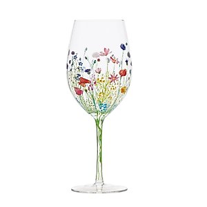 ART & ARTIFACT Wildflower Wine Glasses - Set of 2 Stemmed Drinkware, Floral Design