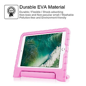 Fintie Case for iPad 6th Generation 2018 / iPad 5th Generation 2017 / iPad Air 2 / iPad Air (9.7 Inch) - Kiddie Series Light Weight Shock Proof Convertible Handle Stand Cover Kids Friendly, Pink