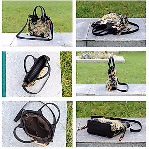 Women Vintage Sequins Peacock Handbag - Ethnic Embroidery with Pendants (black)