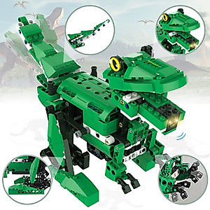 QLT Dinosaur Building Toy, Compatible with Lego, Moved by Gesture or Voice Control, STEM Building Kit Best Gift for Jurassic Lovers Age 8 9 10 11 12+