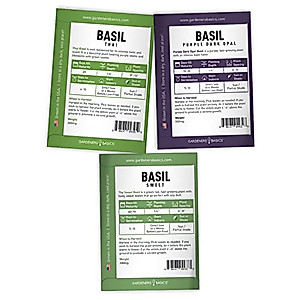 Basil Seeds for Planting Home Garden Herbs - 5 Variety Herb Pack Thai, Lemon, Cinnamon, Sweet and Dark Opal Basil Seeds Herb Seeds for Indoors, Outdoors, Hydroponics & Aquaponic by Gardeners Basics