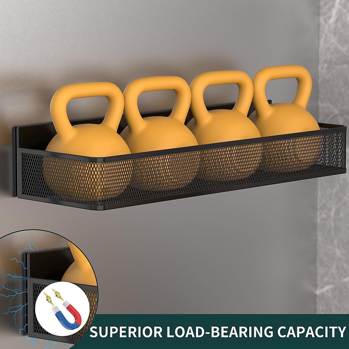 SEYHAKI Magnetic Spice Rack for Refrigerator 4 Packs Super Strong Magnetic Refrigerator Shelf Metal Magnetic Fridge Organizer Rack with Hooks Spice Organizer for Kitchen Storage