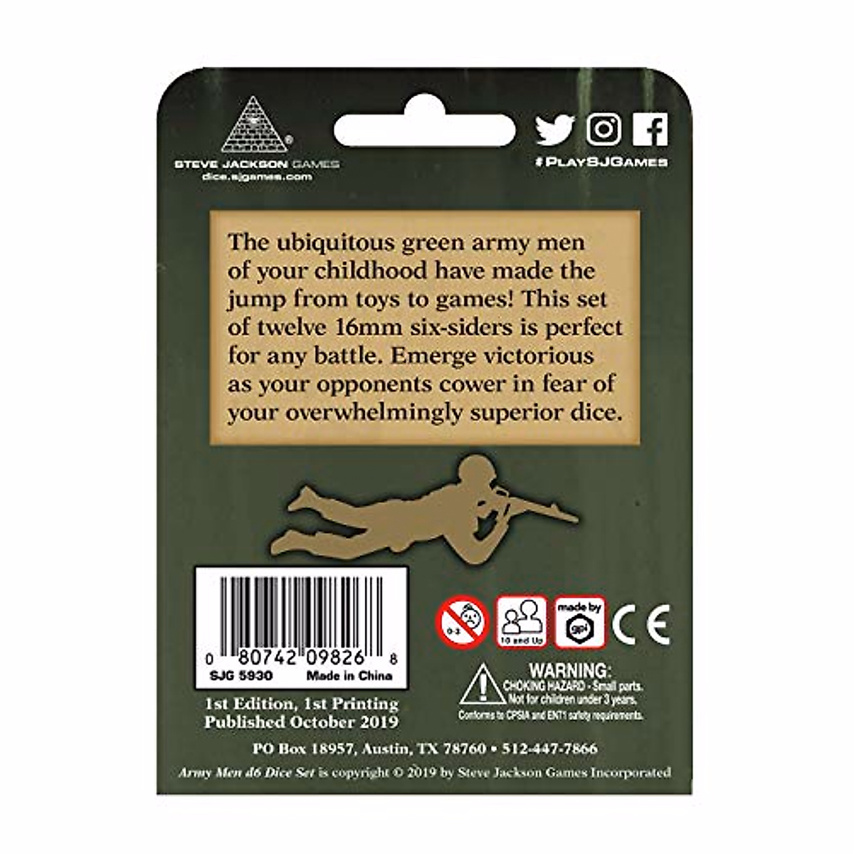 Army Men d6 Dice Set | 12 Pcs | 16mm Six-Sided | Star and Army Men Pips | Tabletop Roleplaying Games | RPG | from Steve Jackson Games