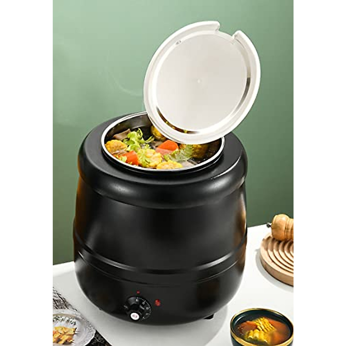 10.5 Quarts Soup Kettle Warmer with Hinged Lid, Commercial Countertop Food Kettle Warmer