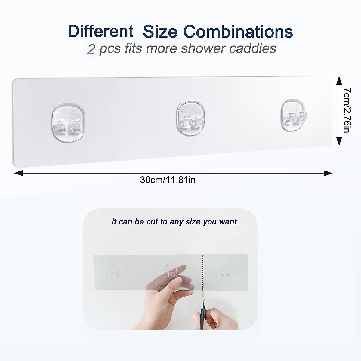 ORD OF SP Shower Caddy Adhesive Replacement, 2 Pack Strong Adhesive Shower Hooks, Water-Proof Shower Adhesive Strips, No Drilling for Shower Caddy, Bathroom Storage Shelves and Kitchen Racks