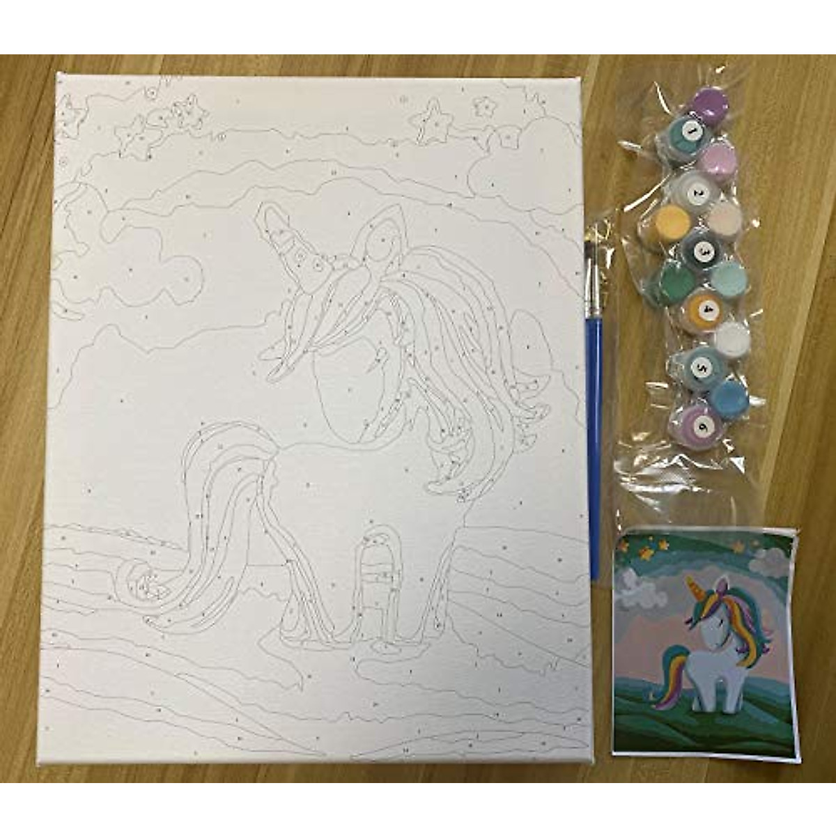 L LIFETIME Art Paint Set for Kids, Paint by Number Supplies for Girls Boys Kids Adults Beginners with Brush Hard Canvas Acrylic Paints Washable DIY Painting Kit Craft Gift Room Decore Teen (Unicorn)
