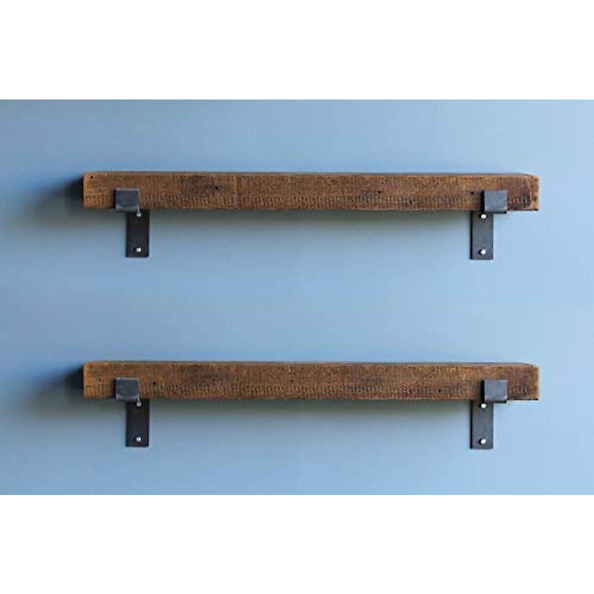 Urban Legacy Reclaimed Wood Shelves | Floating Or with Brackets | Amish Handcrafted in Lancaster County, PA | Set of Two - Genuine, Salvaged (Bracketed Natural, 40" x 7" x 2.5")