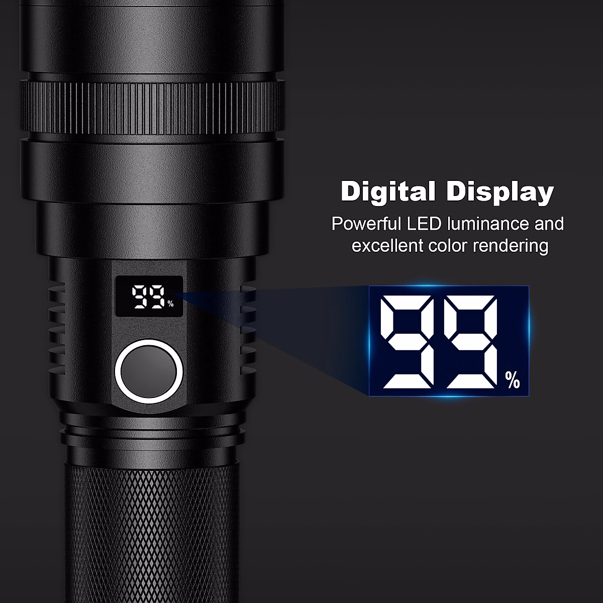 ALSTU Rechargeable Flashlights High Lumens, 990,000 Lumen Bright Flashlight with 5 Modes, Led Flash Light with Power Display & IPX7 Waterproof for Camping, Hiking, Outdoor (2 Packs)