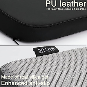 BUYUE Enhanced Anti-Slip Magnetic Bar Stool Cushions Set of 4, Luxury PU Leather Waterproof Small Seat Cushions for Café Bistro Stackable Metal Stools (Square, Black, 4)