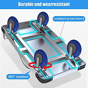 36" L x24 W Platform Truck Steel Foldable Push Cart,2000 LBS Capacity Heavy-Duty Moving Platform Trucks Hand Cart for Groceries, Warehouse Transport with 5’ Nylon Casters