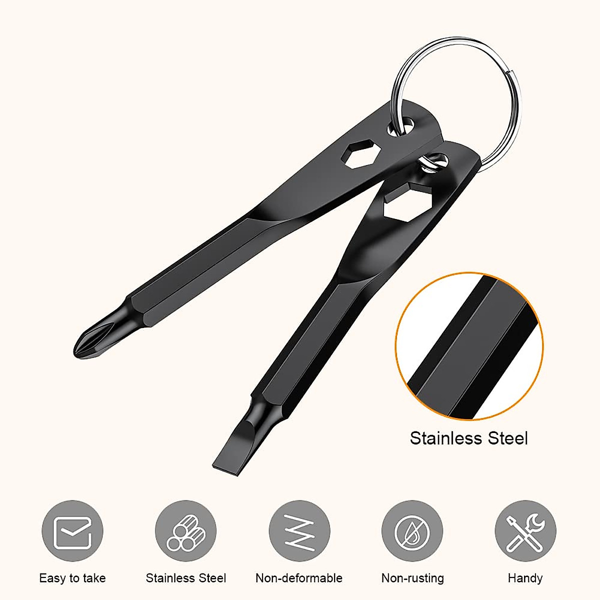 Keychain Screwdriver Tool Gifts for Men, KUSONKEY Christmas Gifts Stocking Stuffers for Men, 4-in-1 Screwdriver bit with Phillips,Slotted and Hex Wrench Cool Gadgets for Dad,Father,Husband, Boyfriend
