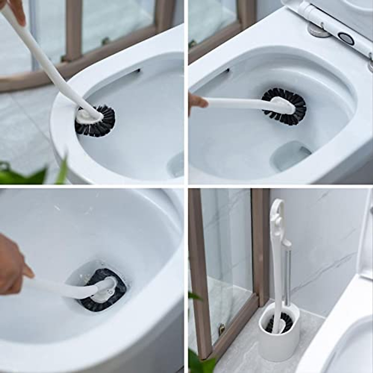 Toilet Brush and Holder Toilet Brush Toilet Bowl Brush and Holder for Bathroom Cleaning Toilet Brush with Quick Drying Holder (Black)