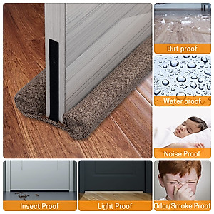 VISEMAN Under Door Stopper, Door Noise Blocker, Adjustable Door Sweeps Window Blocker, Door Bottom Weather Stripping, 20 to 36" Clear Self Stick Door Bottom