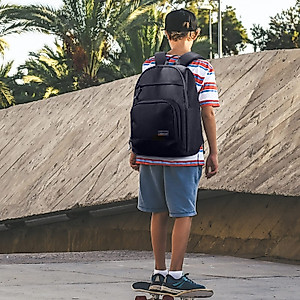 School Backpack Set, mommore Lightweight Kids Backpack with Pencil Bag Elementary Kids Bookbags School Backpack for Kids Boys Girls Casual Daypack with Luggage Strap, Black