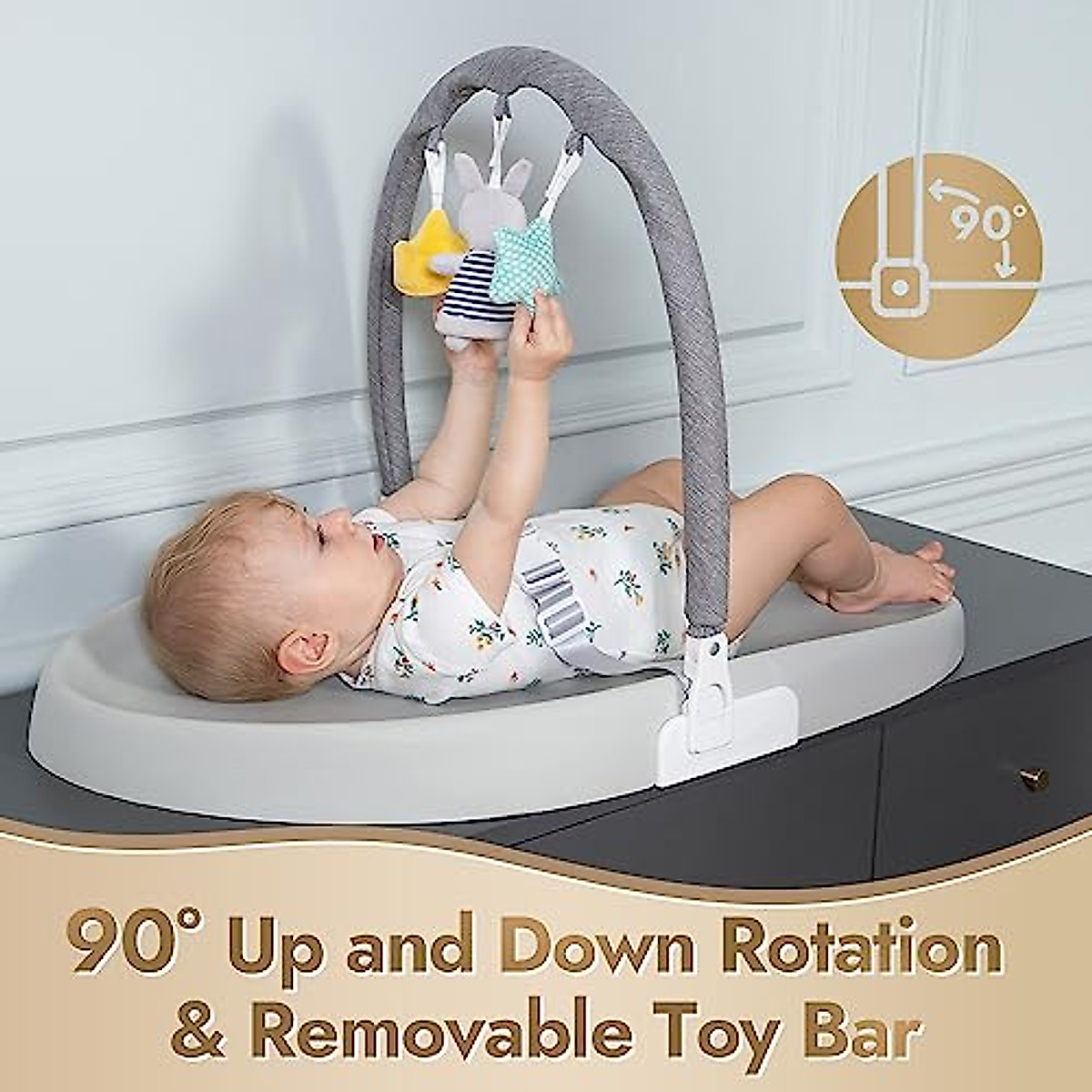 Papablic Baby Changing Pad, Waterproof & Non-Slip, Includes Washable Cover, Safety Strap for Standard Dresser, Changing Table, Bed, Sofa