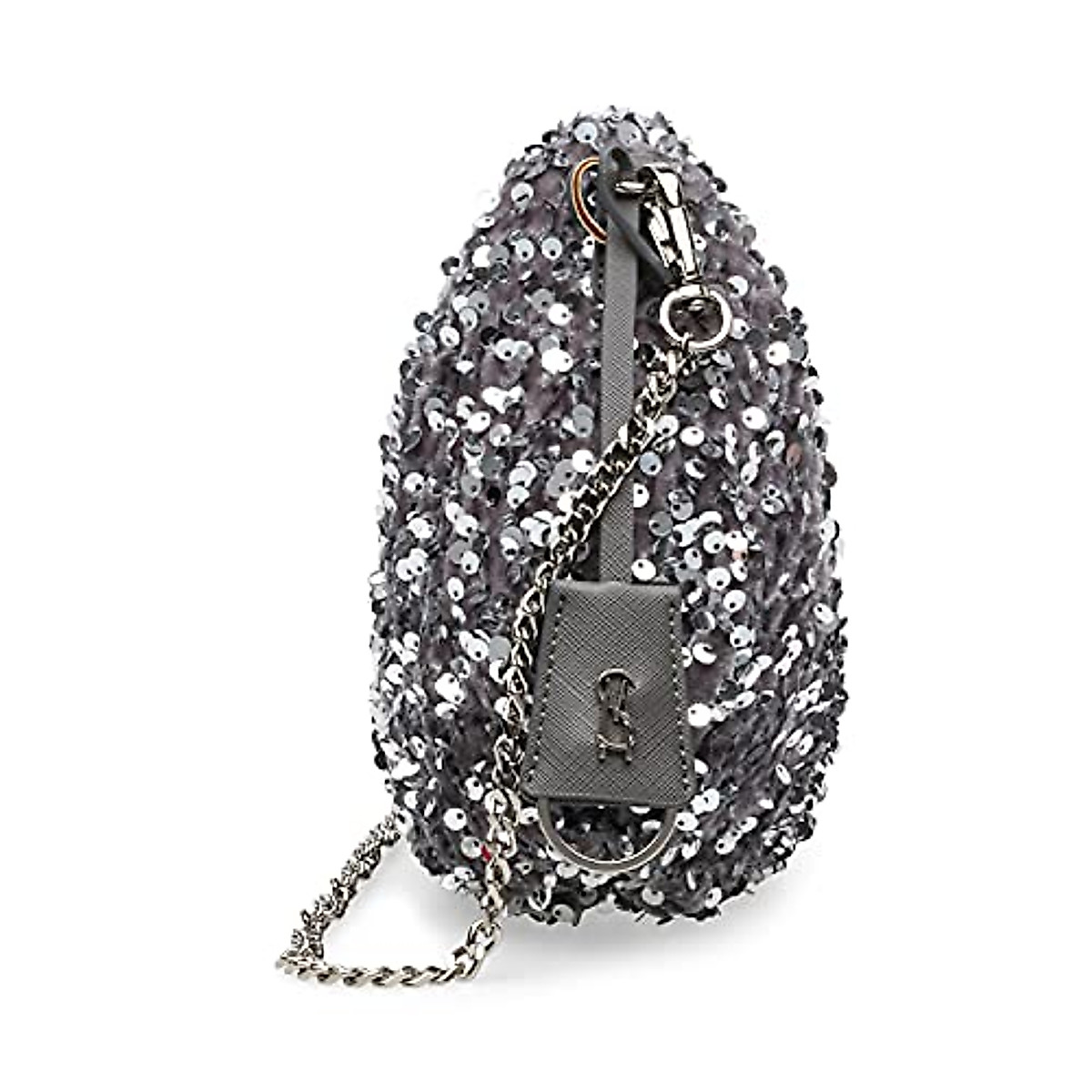Steve Madden womens Steve Madden BRENDAS Sequin Clutch Crossbody, Silver, One Size US