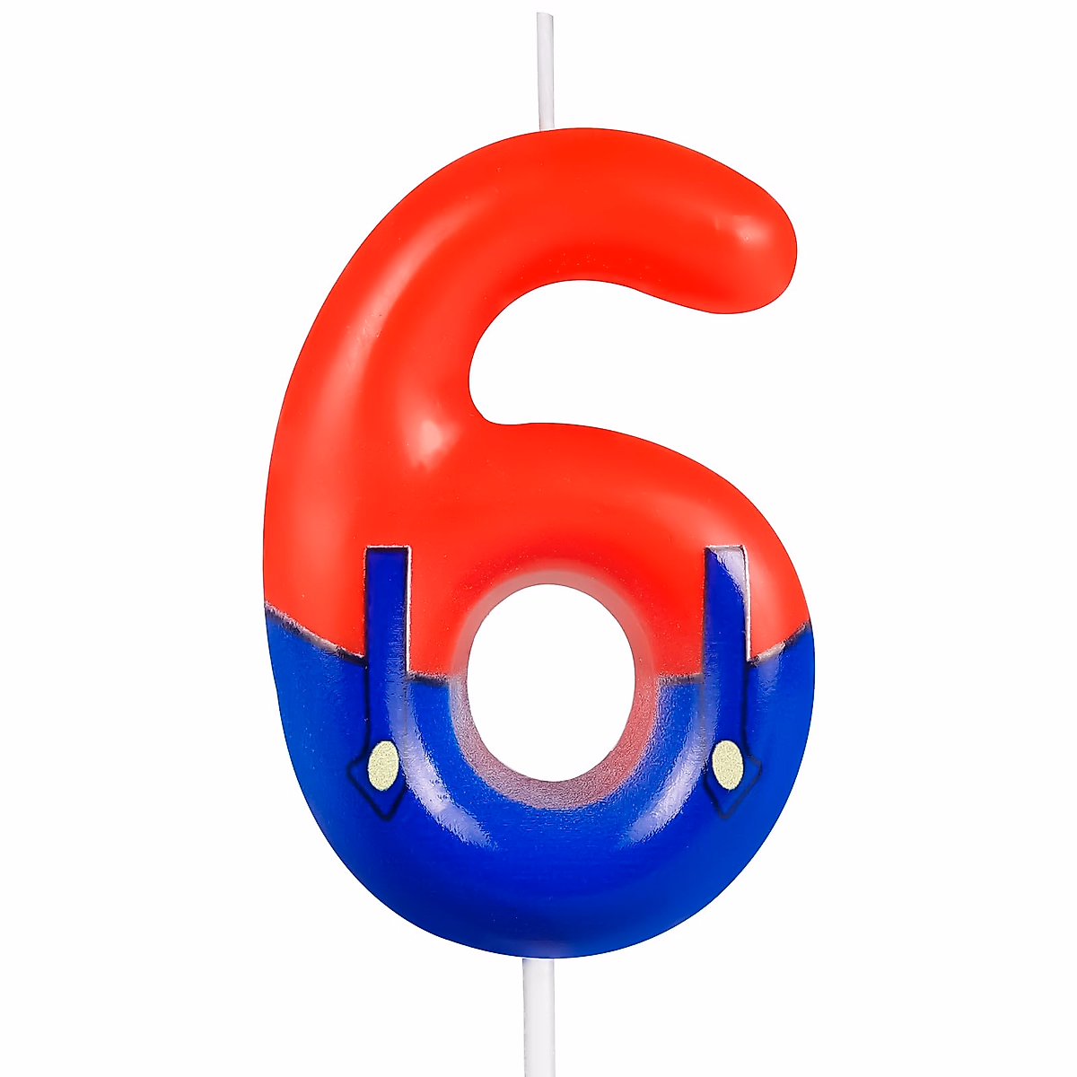FUNCANDLE Red Blue 6th Birthday Candles Number 6 Candle Cake Topper,Hot Cartoon Game Characters Themed Happy 6th Birthday Cake Perfect Party Decorations for Boys Girls Kids Party Supplies