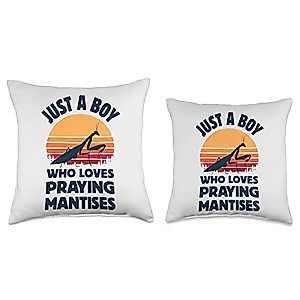 Praying Mantis Gifts Co. Praying Mantis Just A Boy Who Loves Insects Bugs Retro Throw Pillow, 16x16, Multicolor