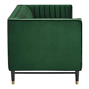 Modway Devote Channel Tufted Performance Velvet, Loveseat, Emerald