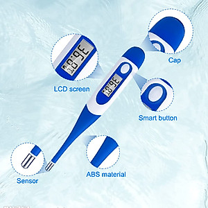 Berrcom Digital Thermometer for Adults, Oral and Underarm Thermometer for Baby and Kids Medical Thermometer with Fever Alarm Rectal Thermometer with Soft Tips