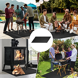 MIFADFAO Grill Fire Pit Mat, Large Under Grill Mats 40X50 Inch Deck and Patio Protective Grill Mat Fireproof Oil-Proof Mats for Fire Pit Grill Mats for Charcoal, Gas Grills, Smokers, BBQ