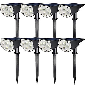 WBM Smart 20 Led Solar Landscape Spotlights, Ip65 Waterproof Solar Powered Wall Lights 2-in-1 Wireless Outdoor Solar Landscaping Light for Yd Garden Driveway Porch, 8Count, Pack of 2 (LE-05-4PK)