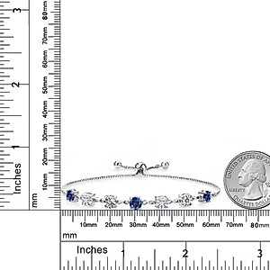 Gem Stone King 925 Sterling Silver Customized and Personalized 7-Stone 5MM Round Gemstone Birthstone and White Lab Grown Diamond Tennis Bracelet For Women