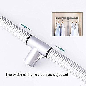 Drop-Down Wardrobe Hanging Slide Rail, Adjustable Large Telescopic Wardrobe Hanger, Saving Space, Soft Reset, Silver, 30KG Load (Size : 890-1210mm)