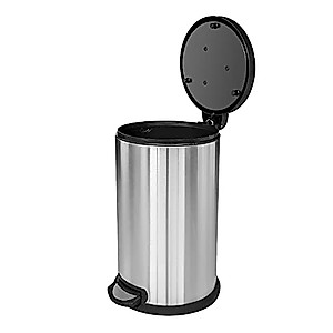 Stainless Steel Premium Trash Garbage Wastebasket Bin + Built in Compression System - 40L/13Gallon