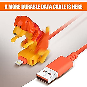 Teursa Funny Dog Charger Cable Stray Dog Charging Cable 4 ft USB Charger Cable for Phone (Lightning Cable, Orange)