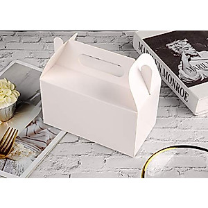LOKQING 7x3.85x3.85 Inches Party Favor Boxes White Treat Boxes Gable Boxes Paper Gift Boxes for Baby Showers Birthday Party Wedding(25 Pack)