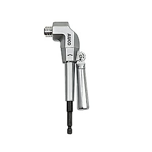 AUCO Durable Right Angle Drill Attachment, Adjustable Drill Adapter, Impact Fit, Max Torque 500 in-lbs (56.5 Nm), All Metal Body & Steel Gear, For Use with Cordless Drill and Impact Driver